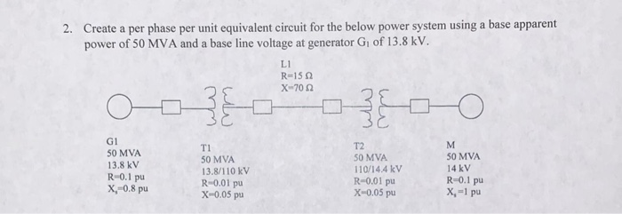 Solved Create a per phase per unit equivalent circuit for | Chegg.com