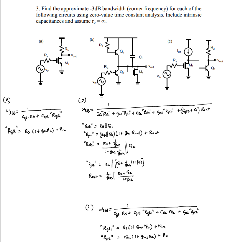 Solved 3. Find the approximate −3 dB bandwidth (corner | Chegg.com