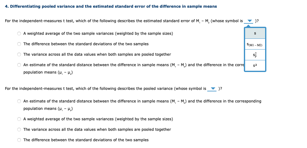 Solved 4. Differentiating pooled variance and the estimated | Chegg.com