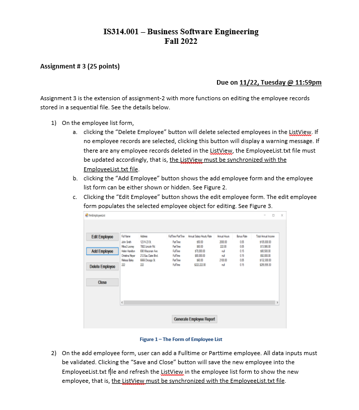 IS314.001 - Business Software Engineering Fall 2022 | Chegg.com
