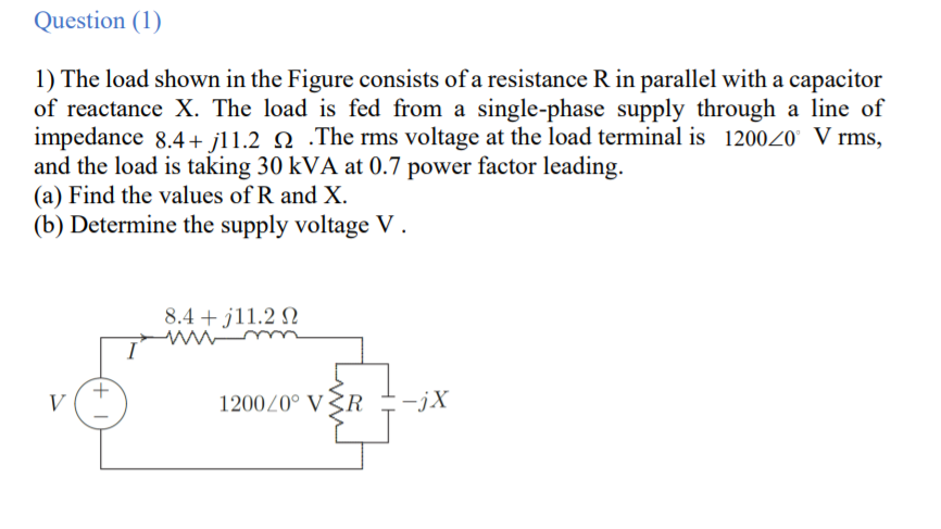 Solved Question (1) 1) The load shown in the Figure consists | Chegg.com