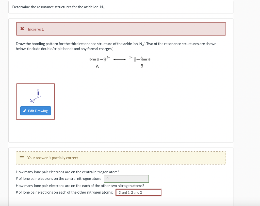 Solved Determine the resonance structures for the azide ion, | Chegg.com