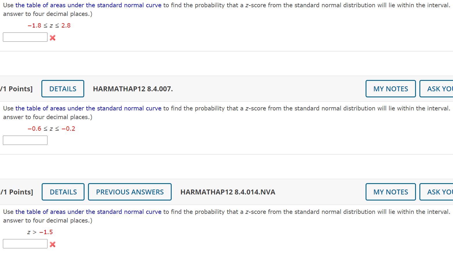Solved Use the table of areas under the standard normal | Chegg.com