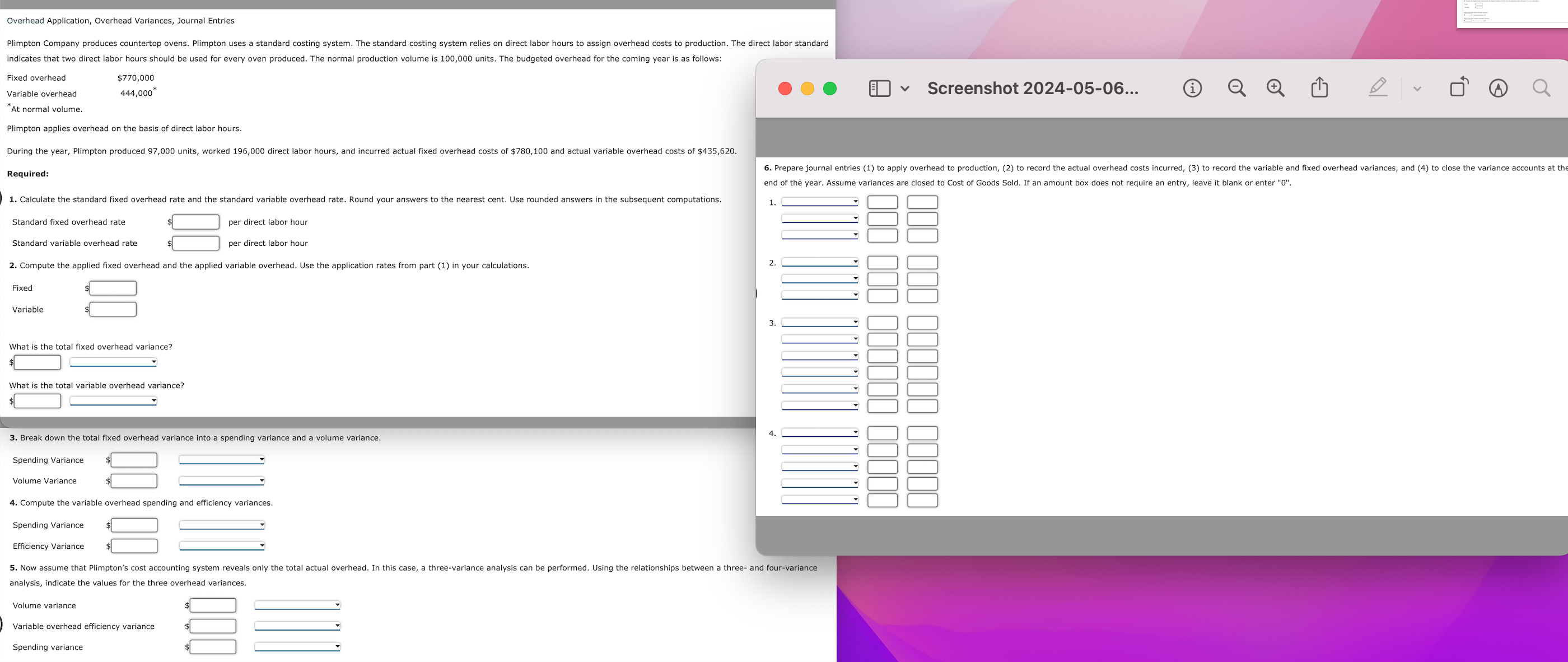 Solved Overhead Application, Overhead Variances, Journal | Chegg.com