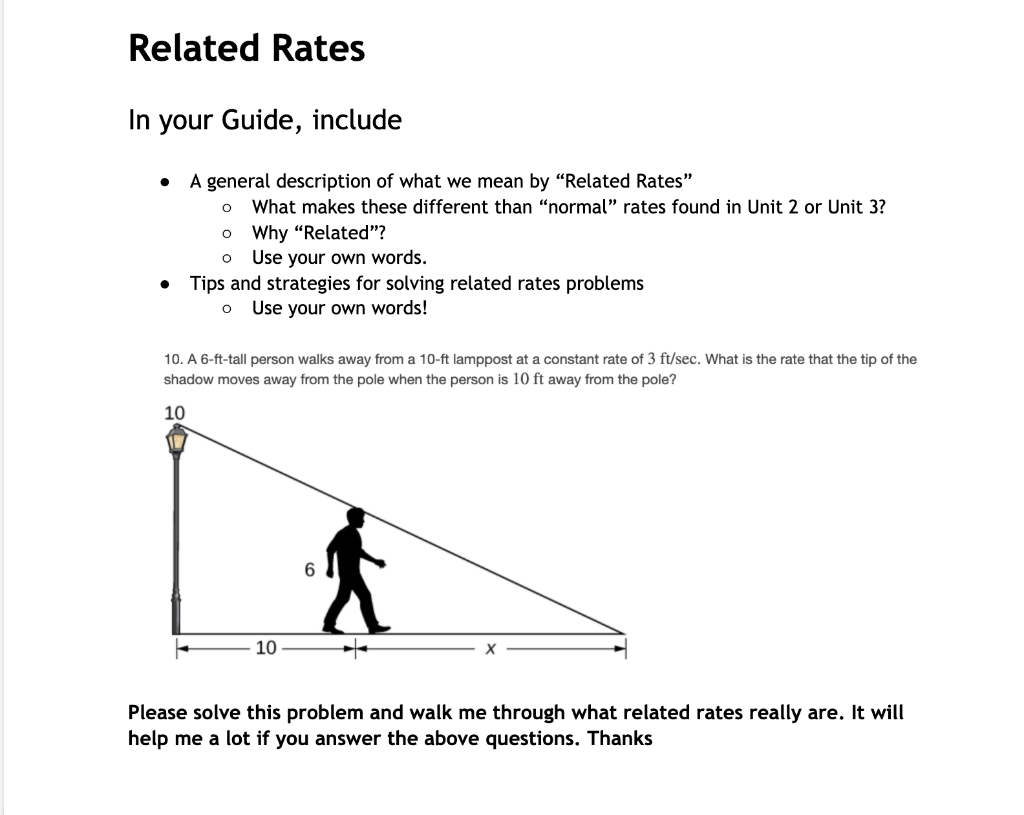 Solved Related Rates In your Guide, include o A general | Chegg.com
