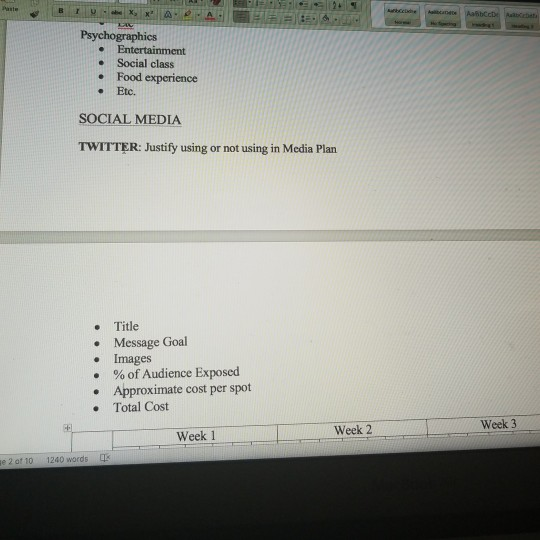Marketing 420 Advertising Media Flight Plan | Chegg.com