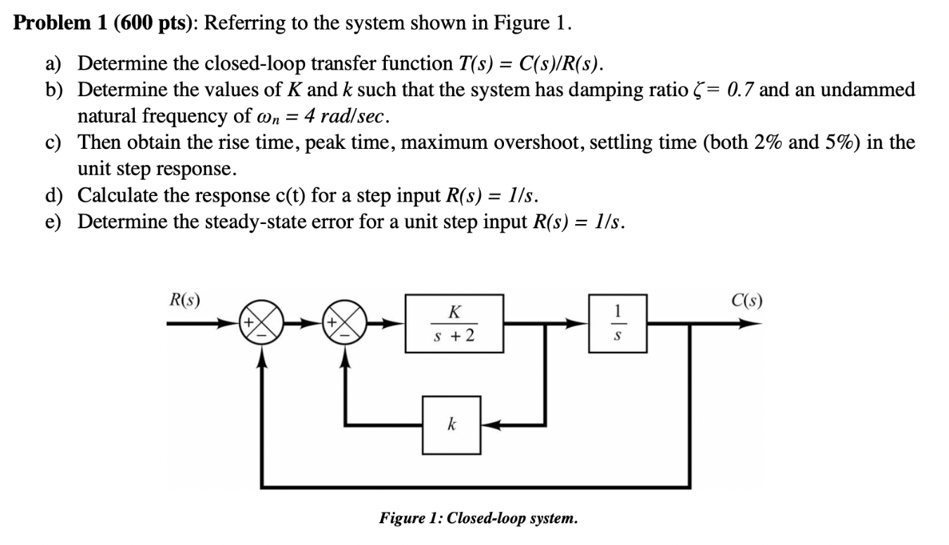 Solved Problem 1(600pts) : Referring to the system shown in | Chegg.com