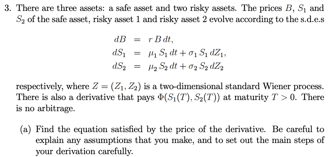 Solved There are three assets: a safe asset and two risky | Chegg.com