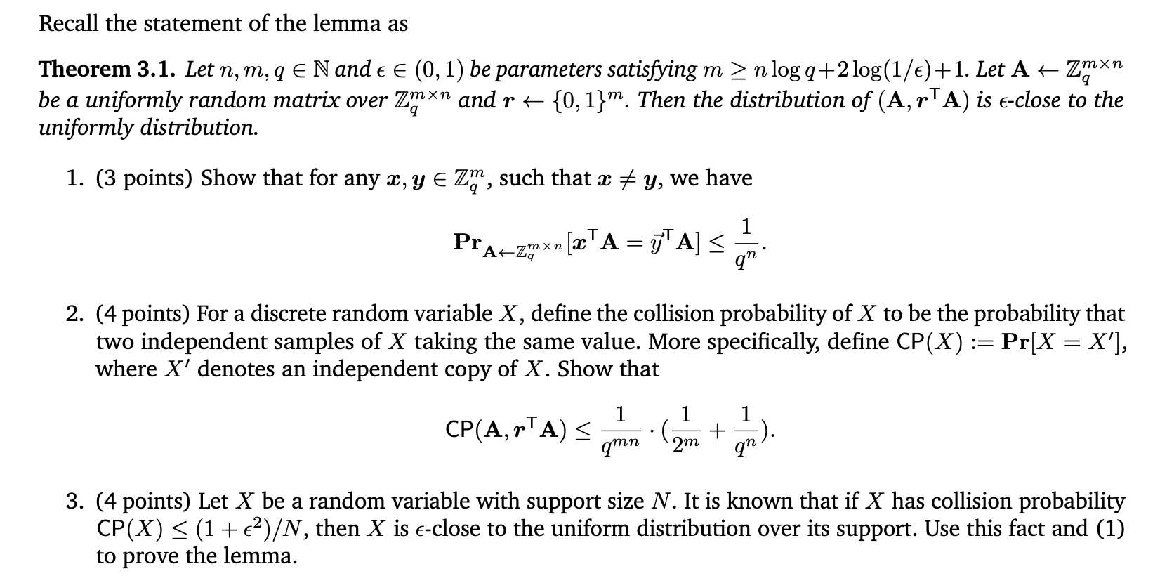 A non-negative function ν:N→R is negligible if it | Chegg.com