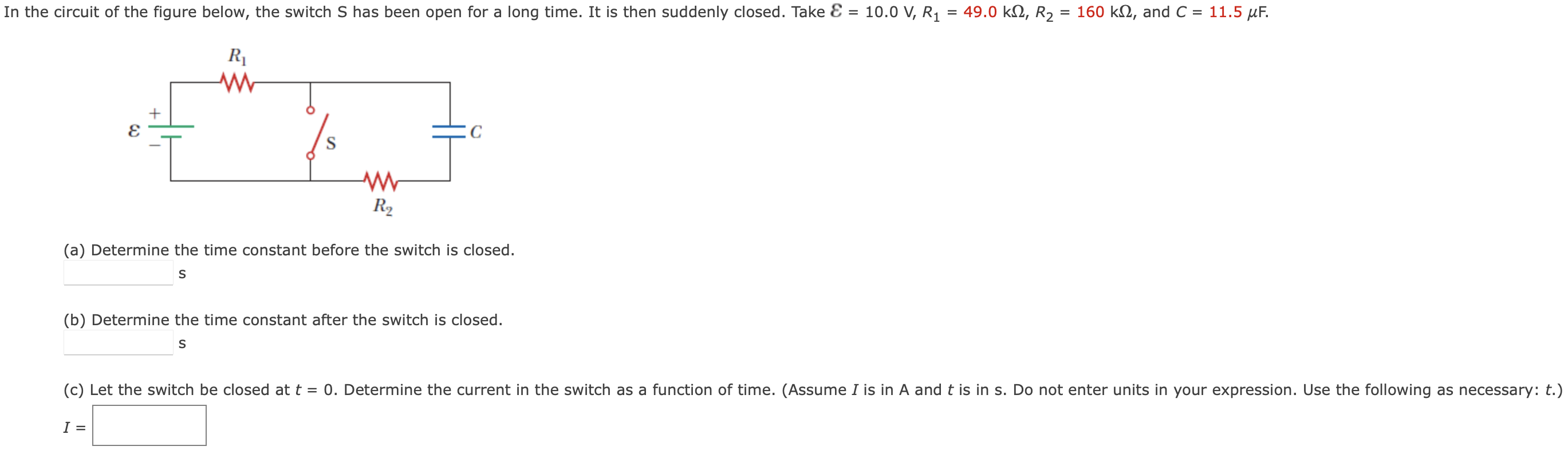 Solved n the circuit of the figure below, the switch S has | Chegg.com