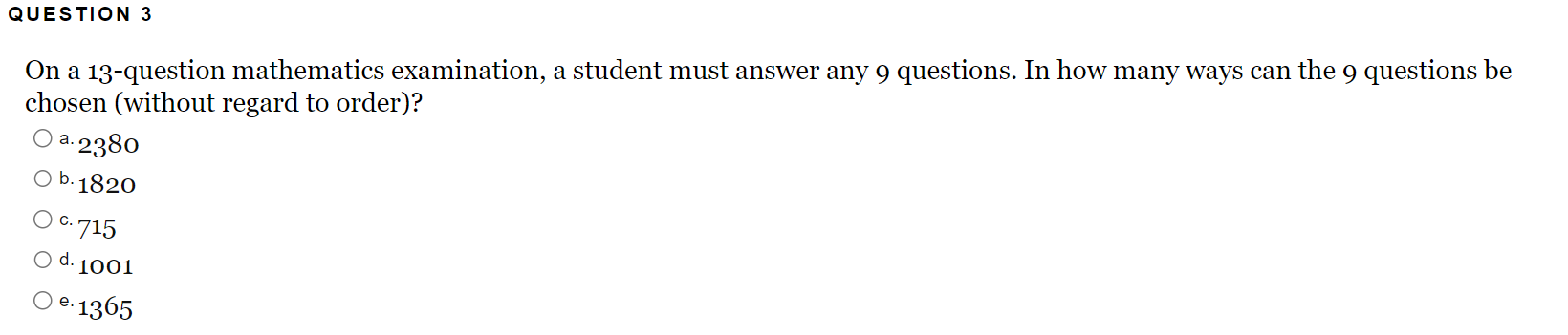 Solved On a 13-question mathematics examination, a student | Chegg.com