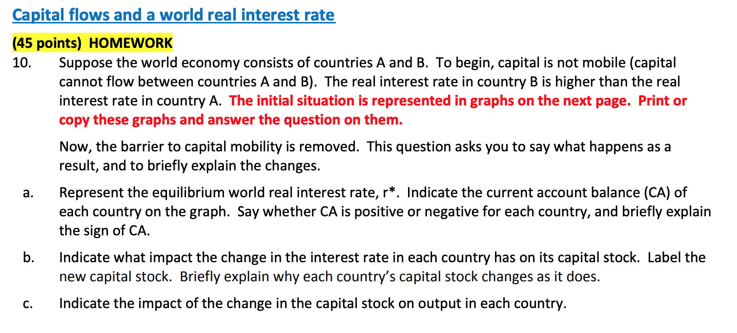 Capital flows and a world real interest rate (45 | Chegg.com