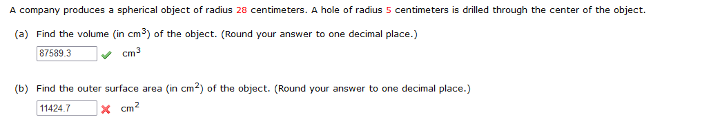Solved A company produces a spherical object of radius 28 | Chegg.com