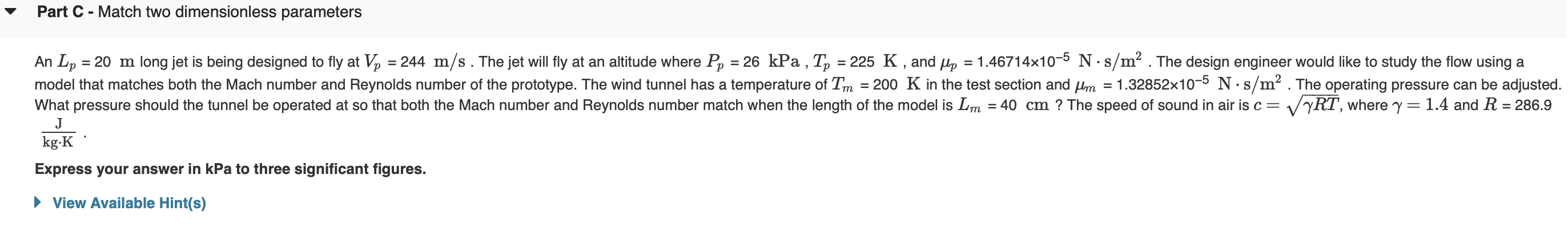 Solved Part C - Match two dimensionless parameters What An | Chegg.com