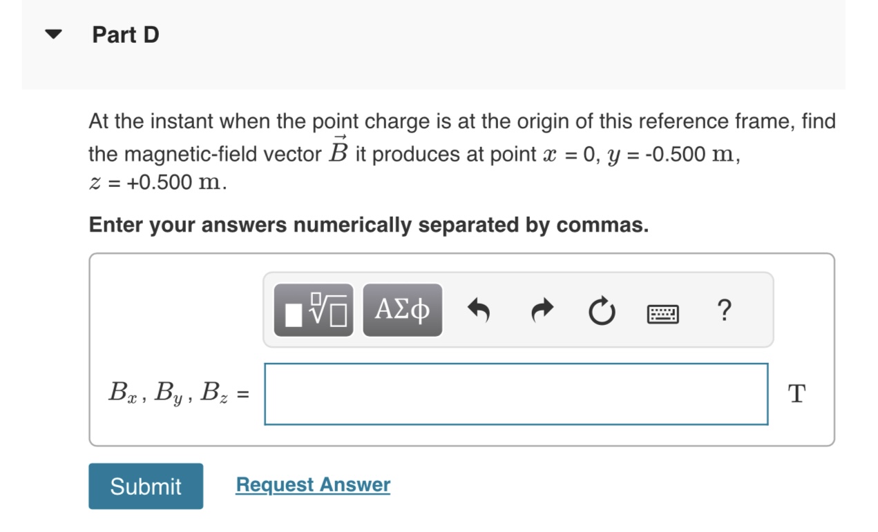 Solved At the instant when the point charge is at the origin | Chegg.com