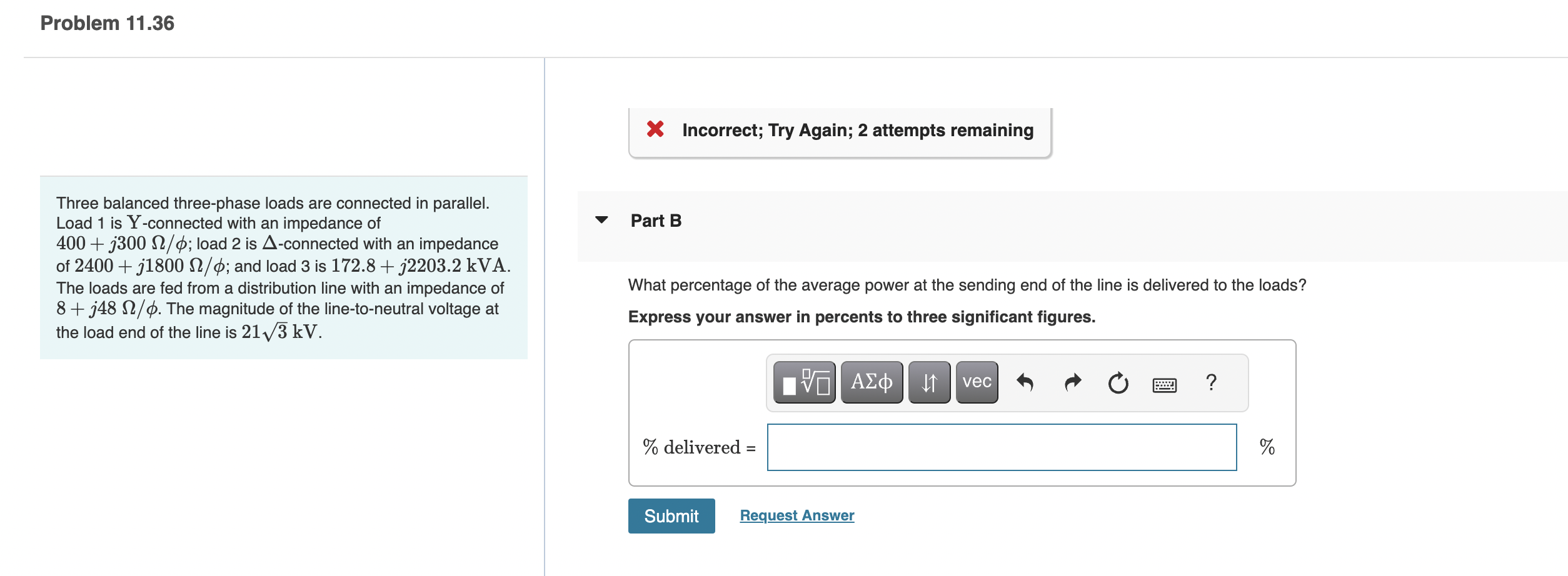 Solved Three balanced three-phase loads are connected in | Chegg.com