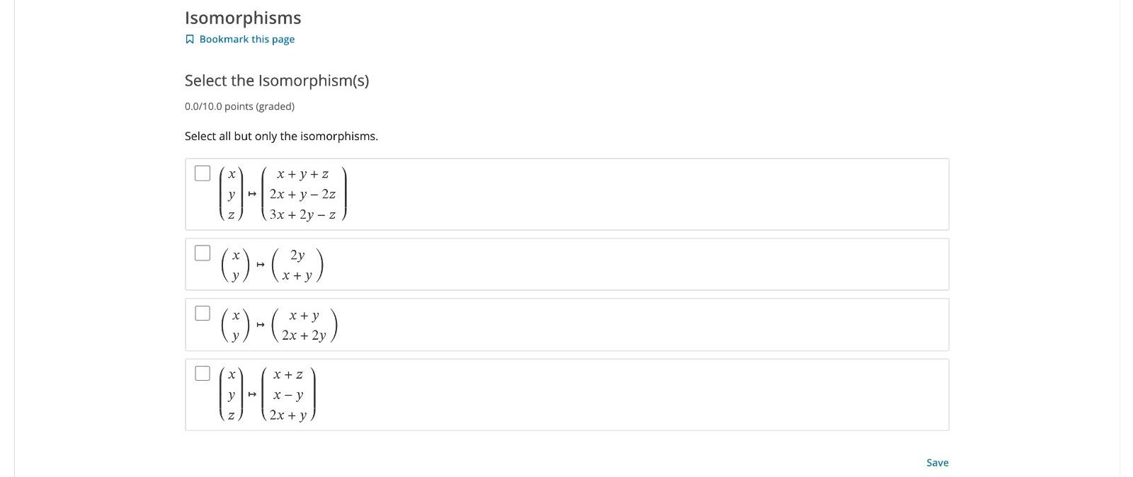 Solved Isomorphisms W Bookmark this page Select the | Chegg.com