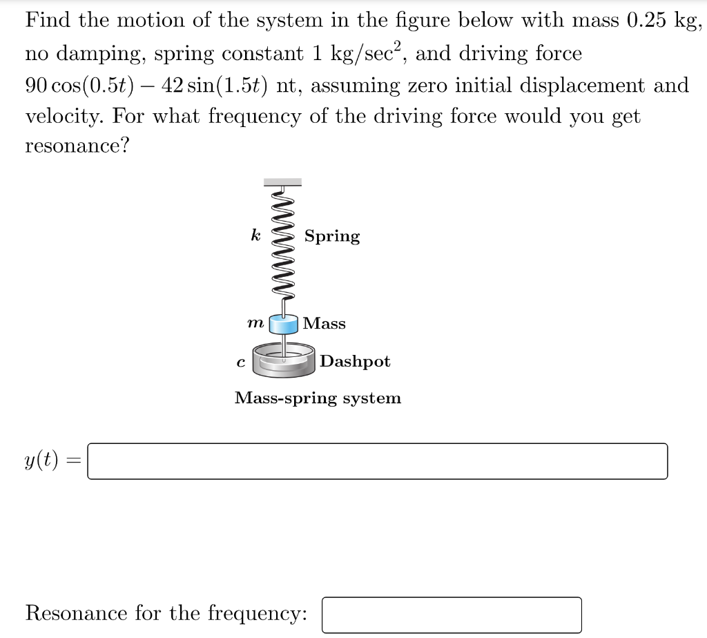 Solved Find the motion of the system in the figure below | Chegg.com