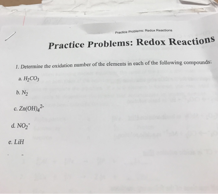 Solved Practice Problems: Redox Reactions Practice Problems: | Chegg.com