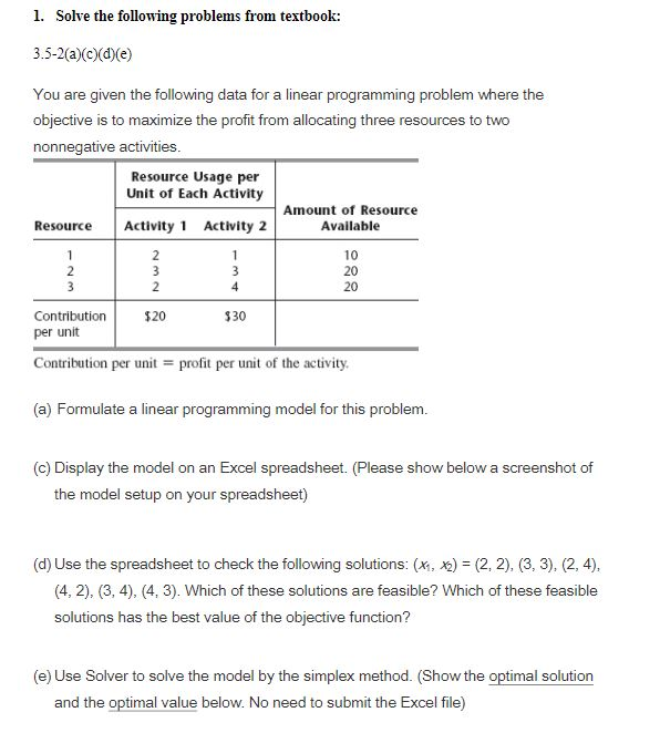 Solved 1. Solve the following problems from textbook: | Chegg.com