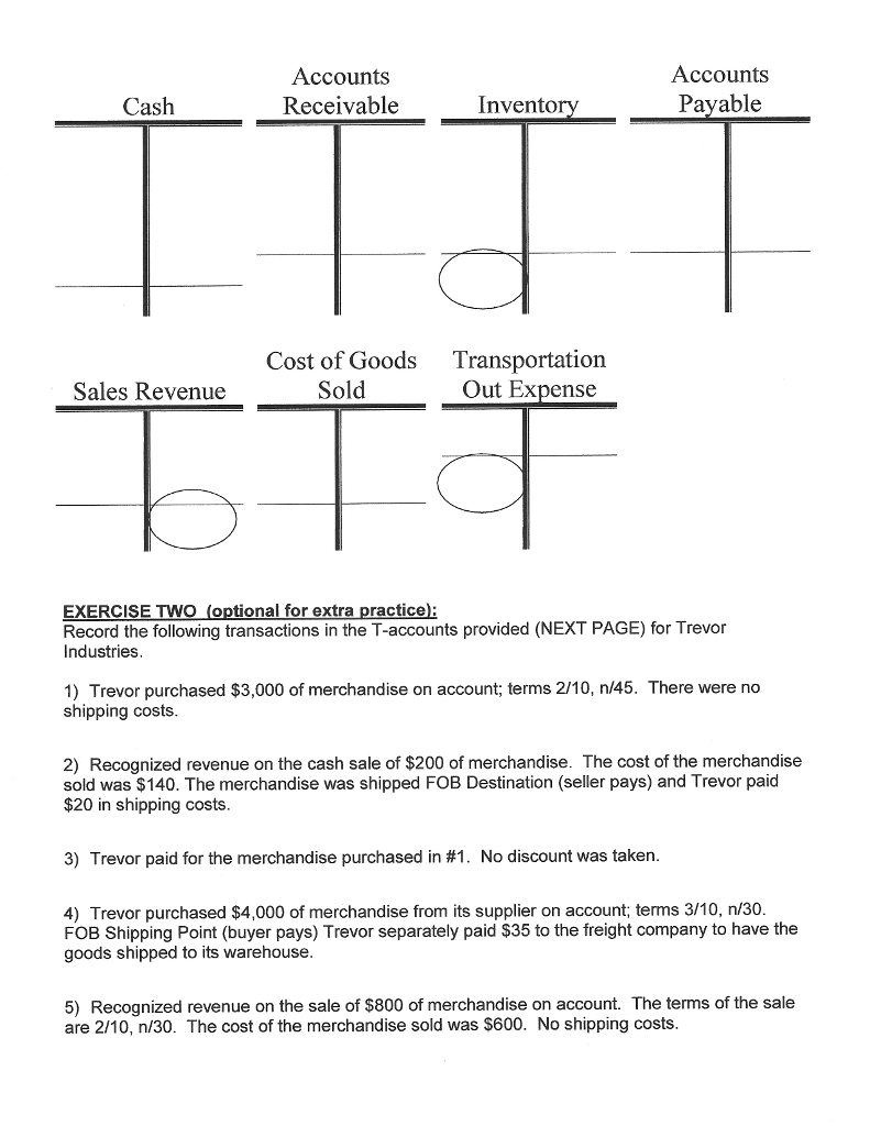 Solved Record the following transactions in the T-accounts | Chegg.com