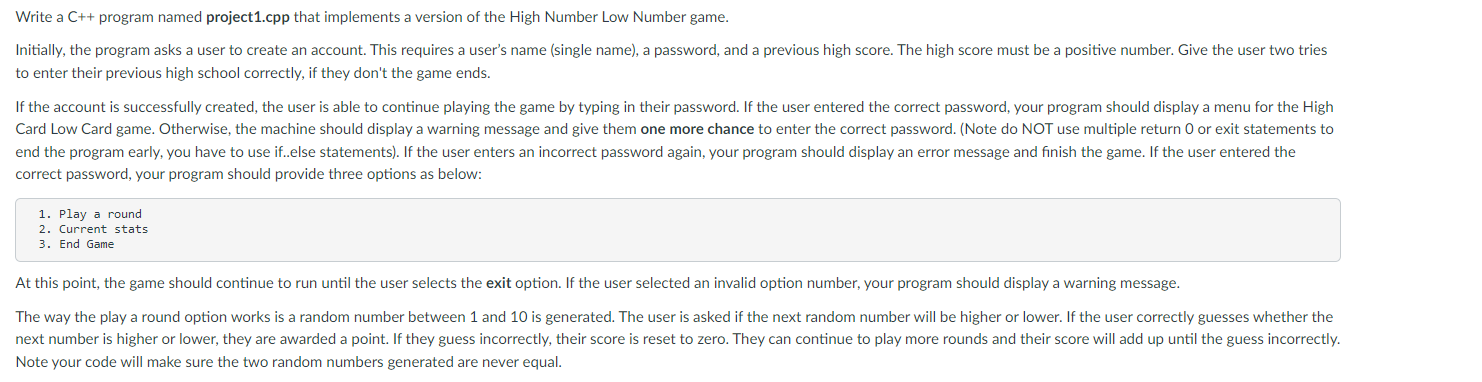 Solved Write A C Program Named Project1cpp That 4386
