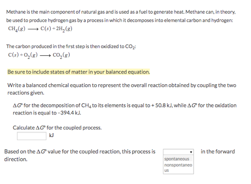 Solved Methane is the main component of natural gas and is | Chegg.com