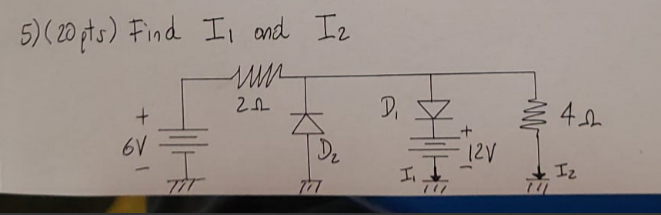 Solved 5) (20pts) Find I1 and I2 | Chegg.com
