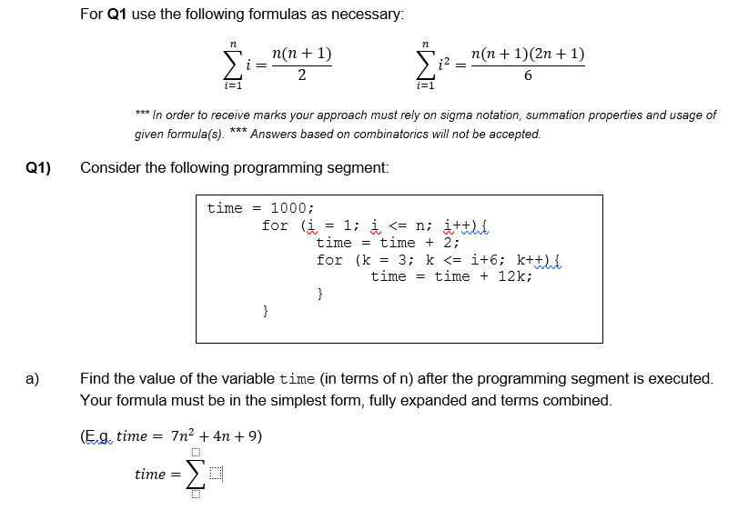 For Q1 use the following formulas as necessary: | Chegg.com