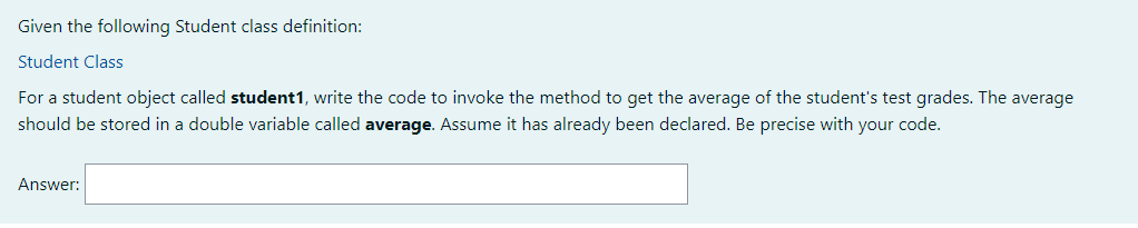 Given the following Student class definition: | Chegg.com