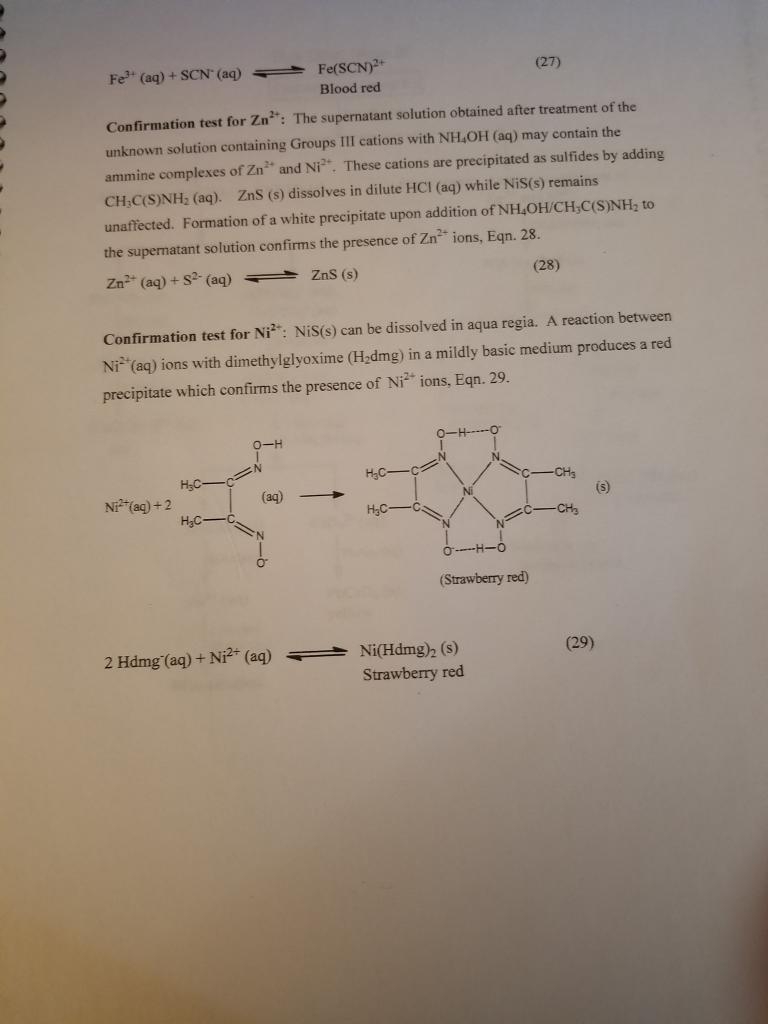 Solved The group III cations need to be identified for each | Chegg.com