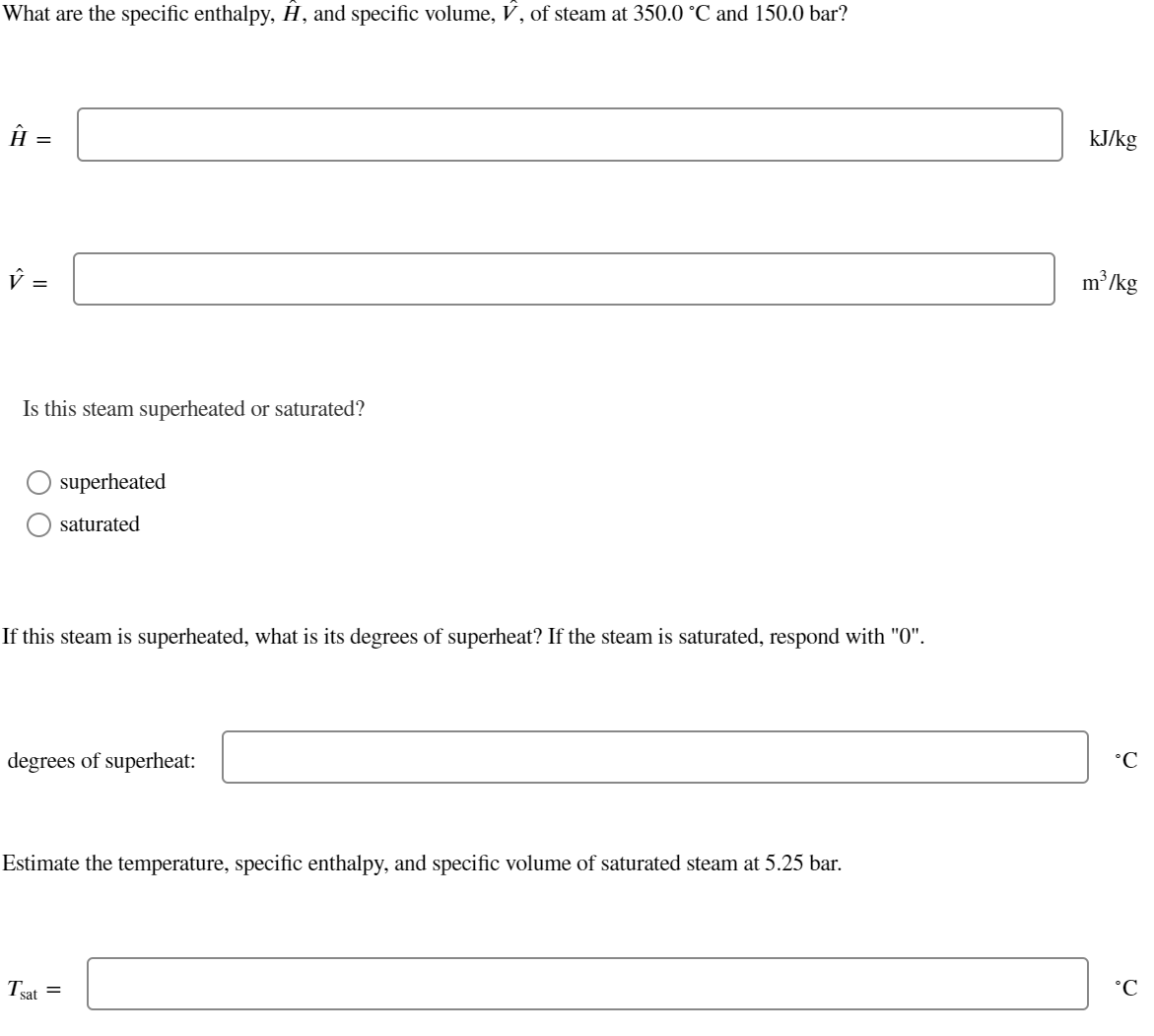 Solved What are the specific enthalpy, H^, and specific | Chegg.com