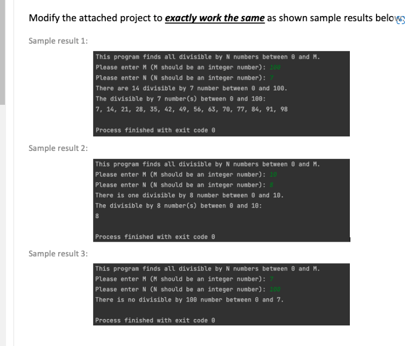Solved Modify the attached project to exactly work the same | Chegg.com