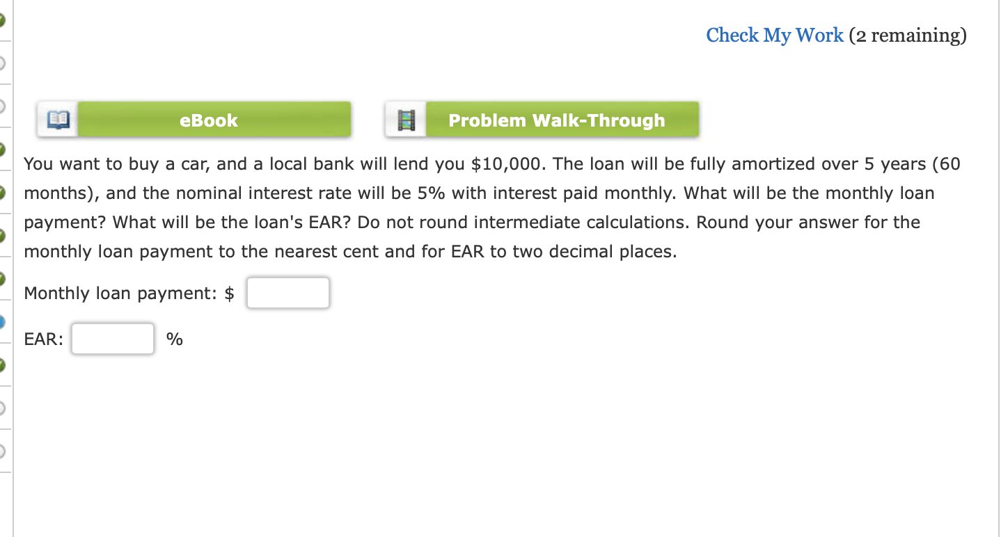 Solved Check My Work (2 remaining) > eBook Problem | Chegg.com