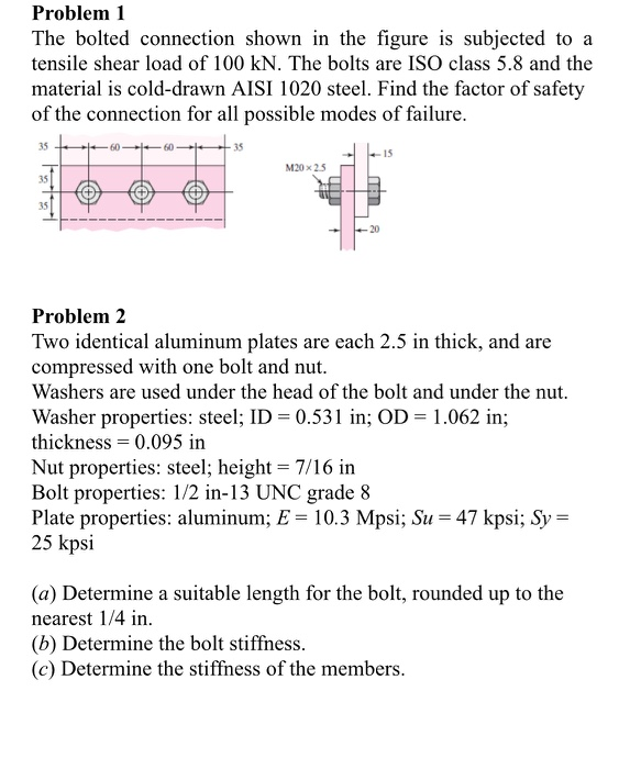 Problem 1 The bolted connection shown in the figure | Chegg.com