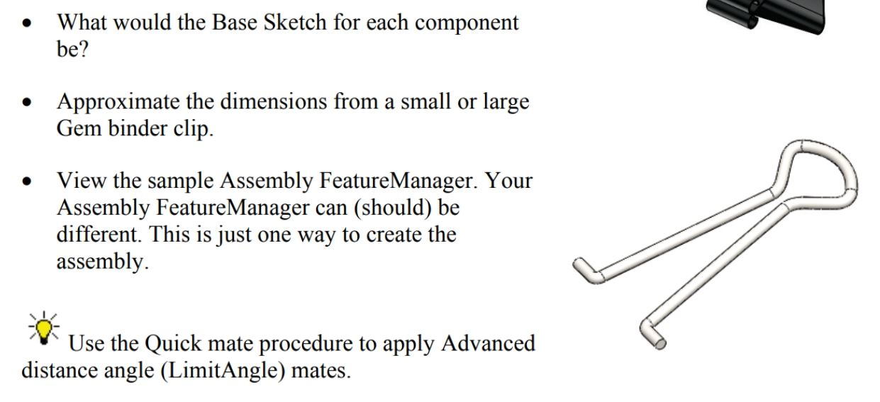 Exercise 3.4: Binder Clip Assembly Create a simple | Chegg.com