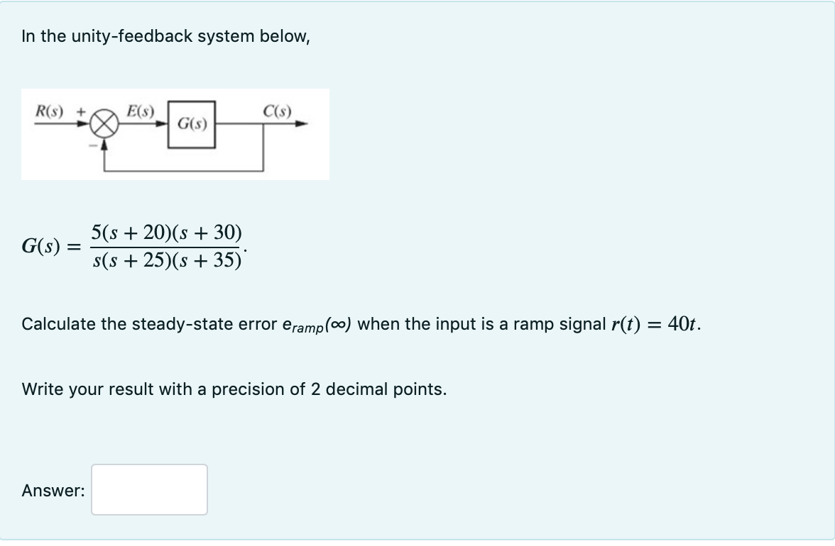 Solved In the unity-feedback system below, R(S) + E(S) C($) | Chegg.com