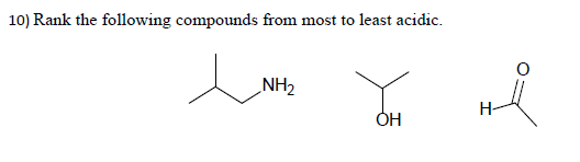 Solved 10) Rank the following compounds from most to least | Chegg.com