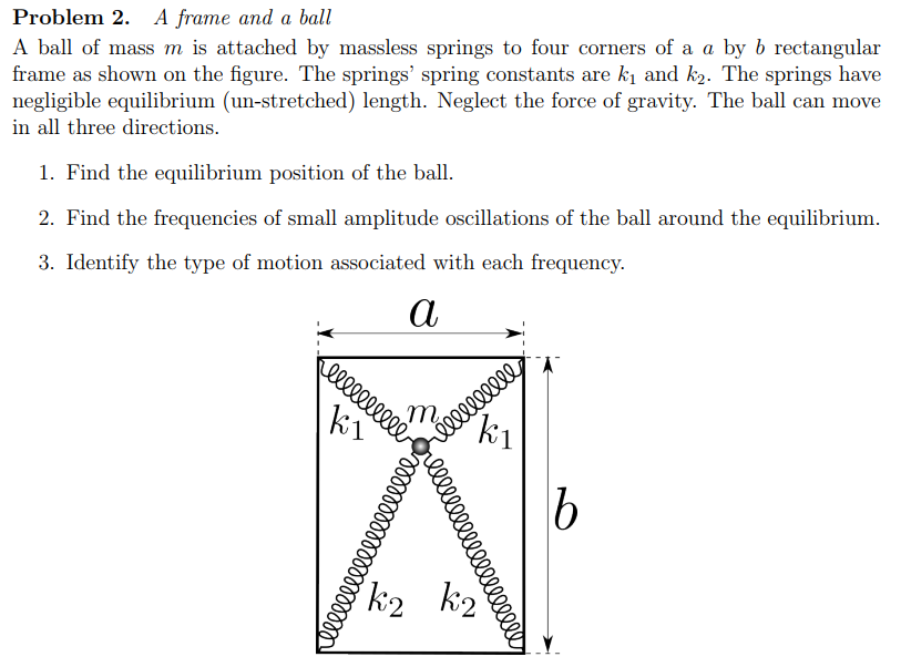 Solved Problem 2. A frame and a ball A ball of mass m is | Chegg.com