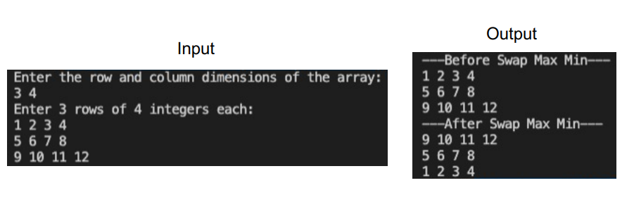 Solved c++ Assignment • Swap maximum row and minimum row of | Chegg.com