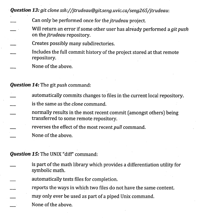 Solved Question 13: git clone | Chegg.com