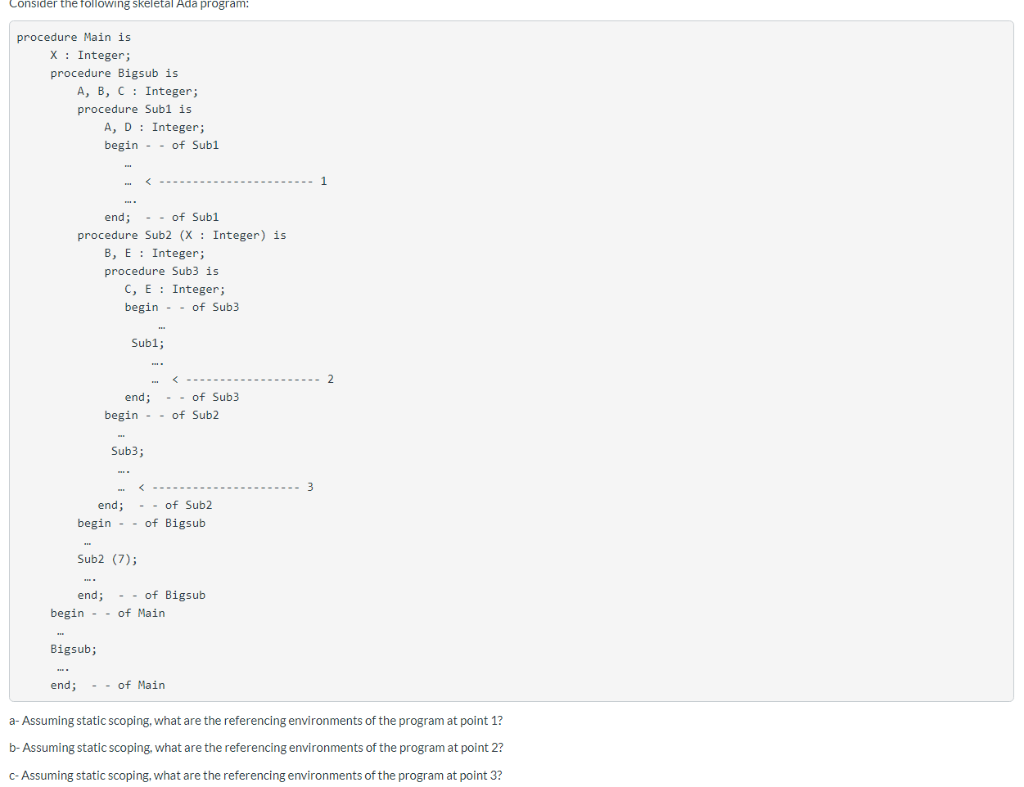 Solved Consider The Following Skeletal Ada Program