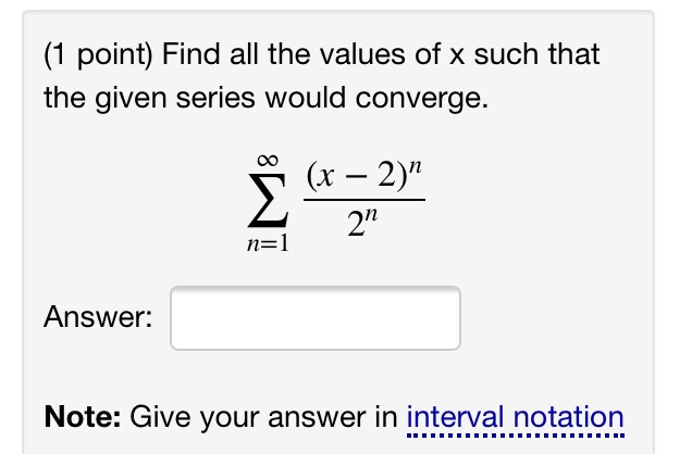 Solved (1 point) Find all the values of x such that the | Chegg.com
