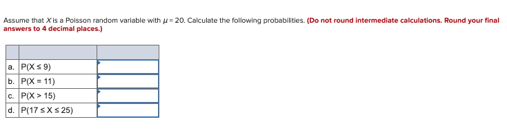 Solved Assume that is a Poisson random variable with =20. | Chegg.com