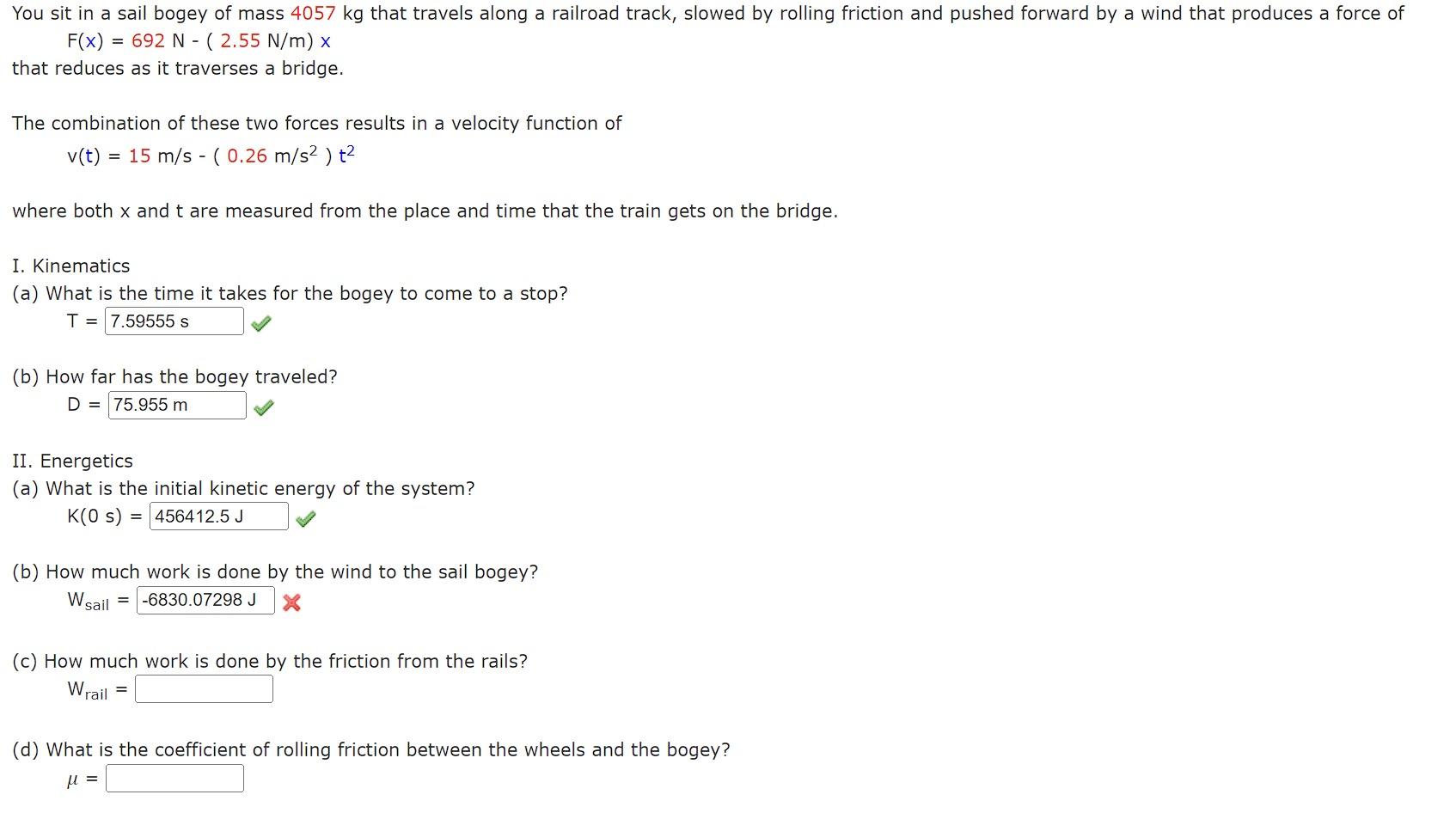 Solved You sit in a sail bogey of mass 4057 kg that travels | Chegg.com