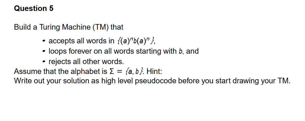 Solved Build a Turing Machine (TM) that - accepts all words | Chegg.com