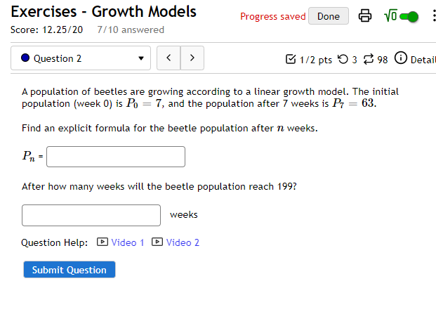 Solved Exercises - Growth Models Score: 12.25/20 7/10 | Chegg.com