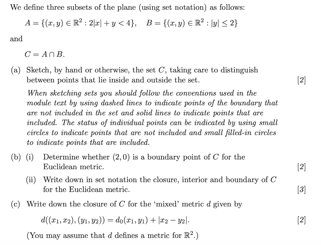 Solved We define three subsets of the plane (using set | Chegg.com