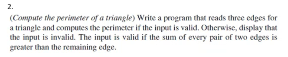 Solved 2 Compute The Perimeter Of A Triangle Write A 3271