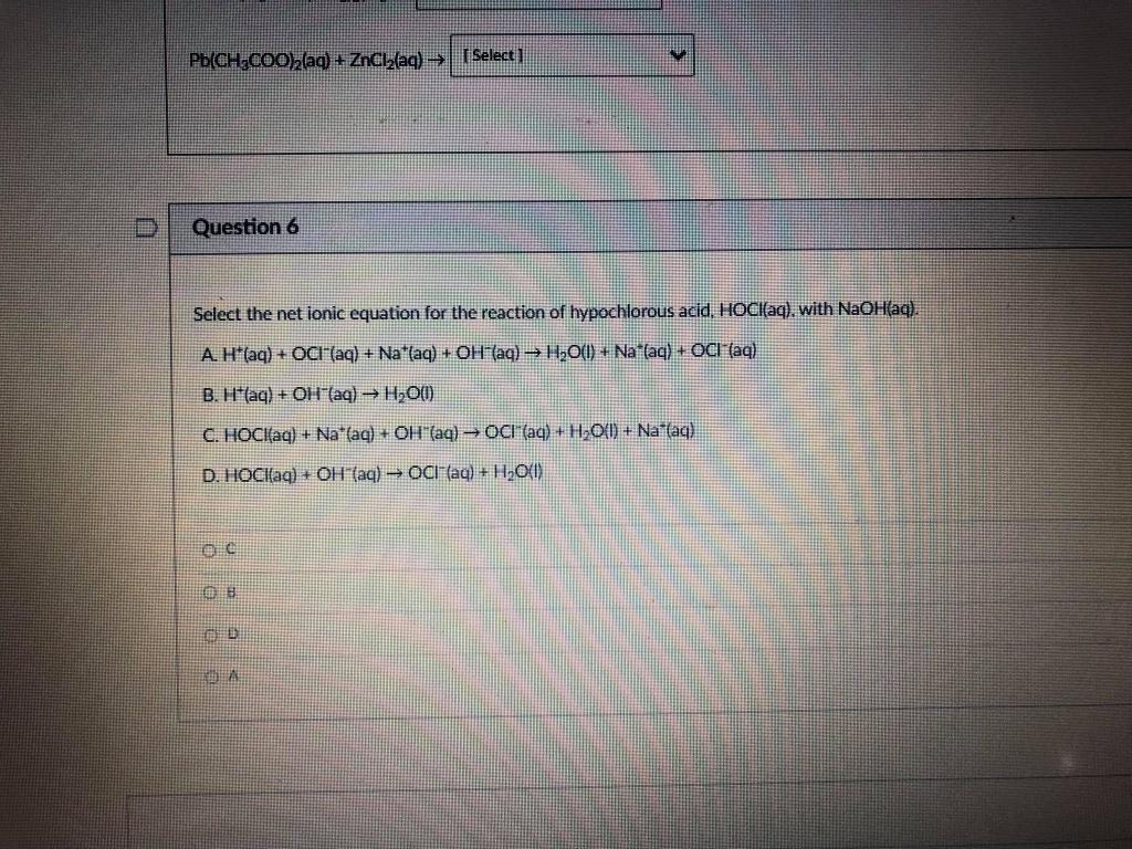 Solved Question 5 Predict whether these reaction will occur: | Chegg.com